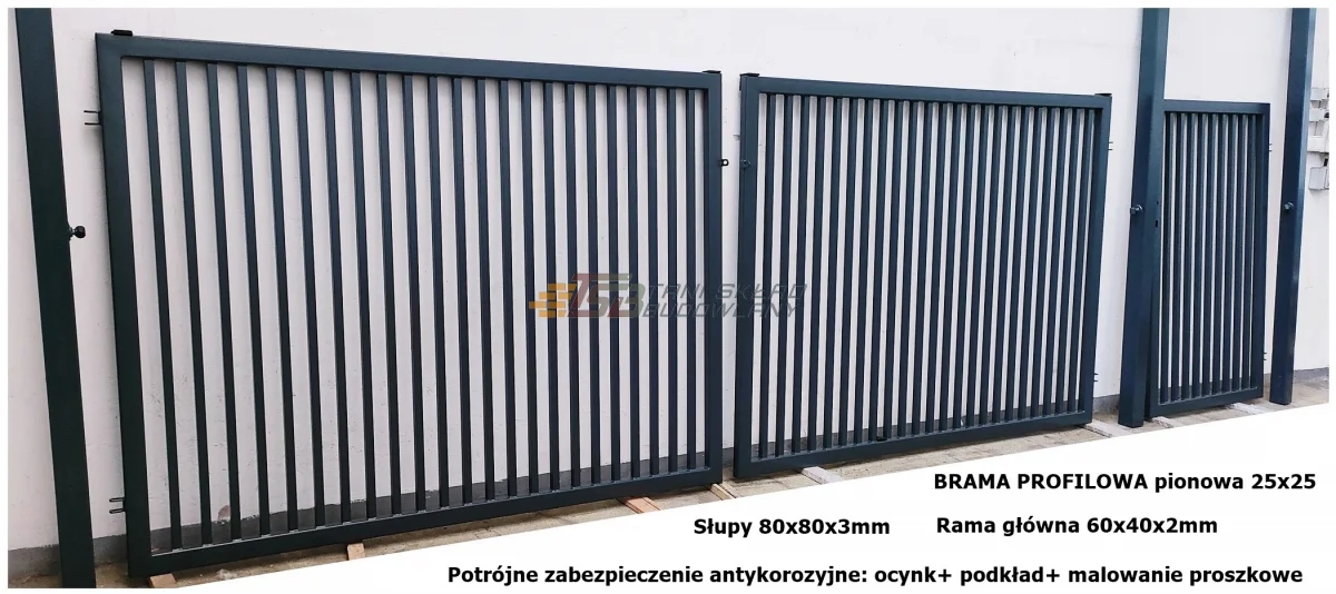 Brama profilowa z furtką. Potrójne zabezpieczenie antykorozyjne ...